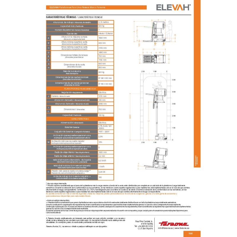 Elevador de picking individual 5 TFL - altura de trabalho de 5,15 m